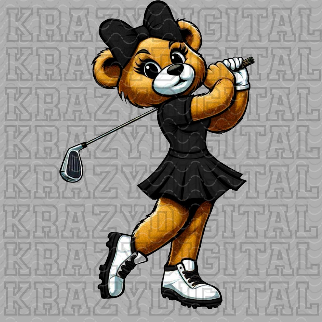 Black Lady Bears Mascot PNG, Bears Mascot Artwork, Red Girl Golf ...