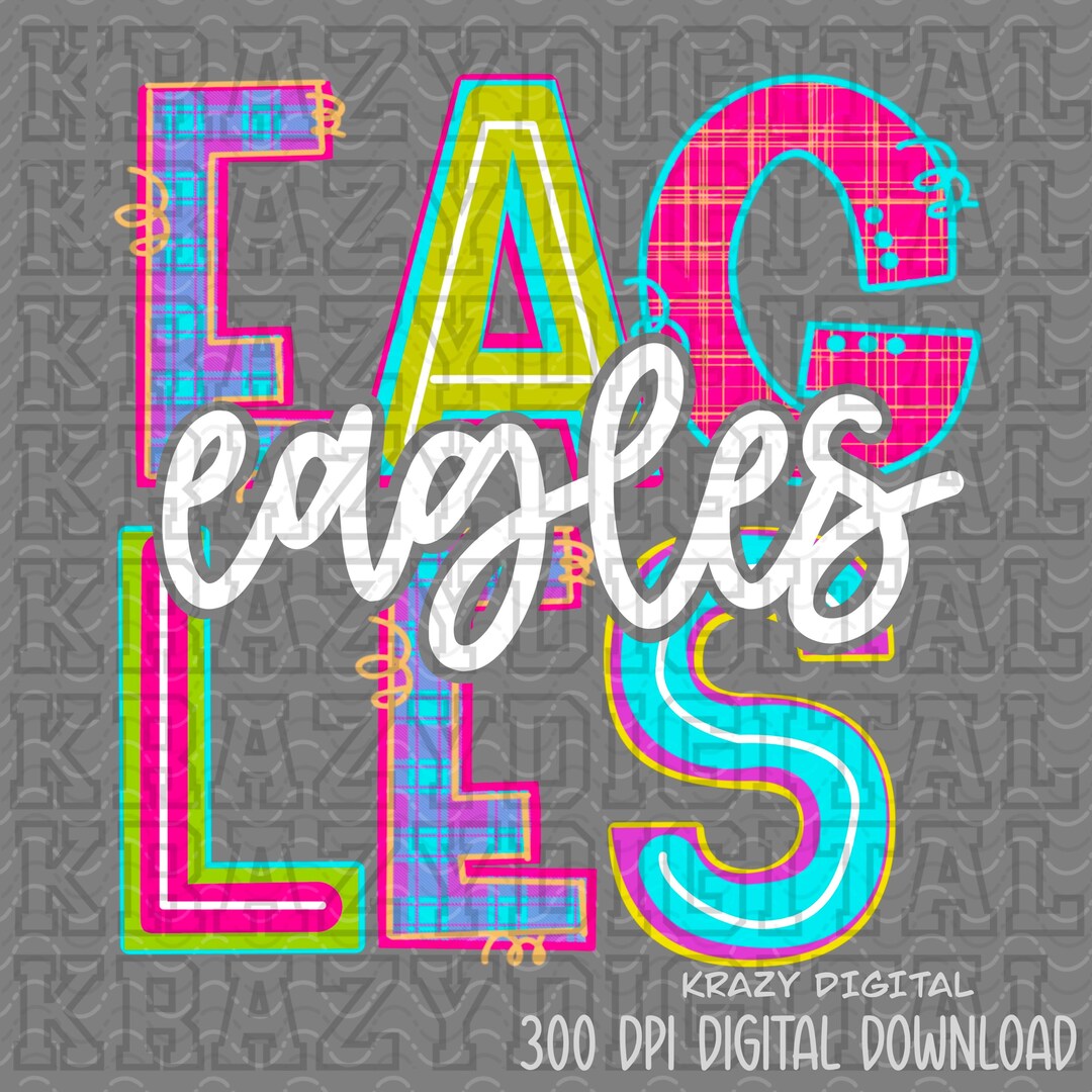Neon Eagles Sketch Font PNG, Eagle Girl Sister Spirit Digital File ...