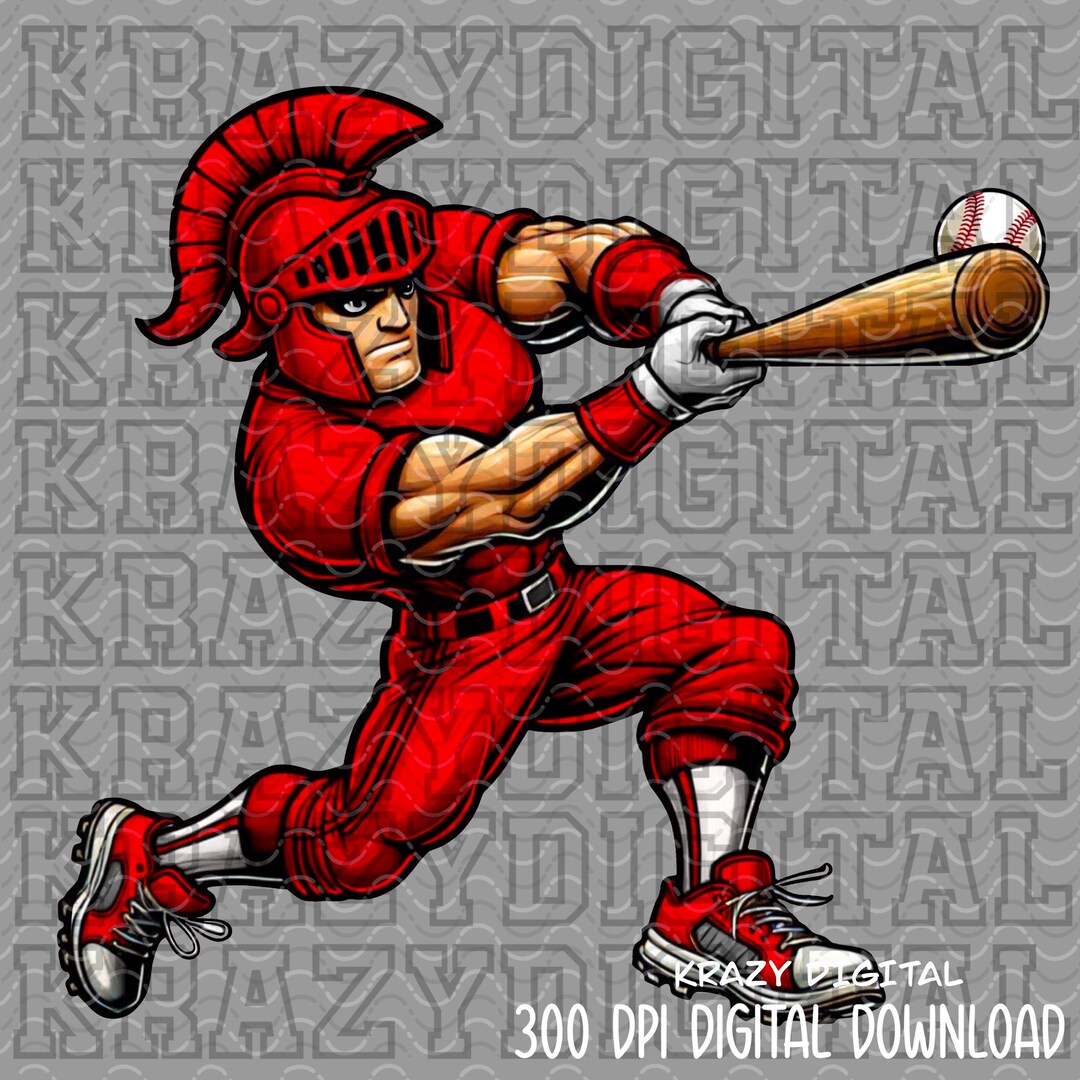 Trojan Red Baseball Mascot PNG, Warrior Mascot PNG, Gladiator Red ...
