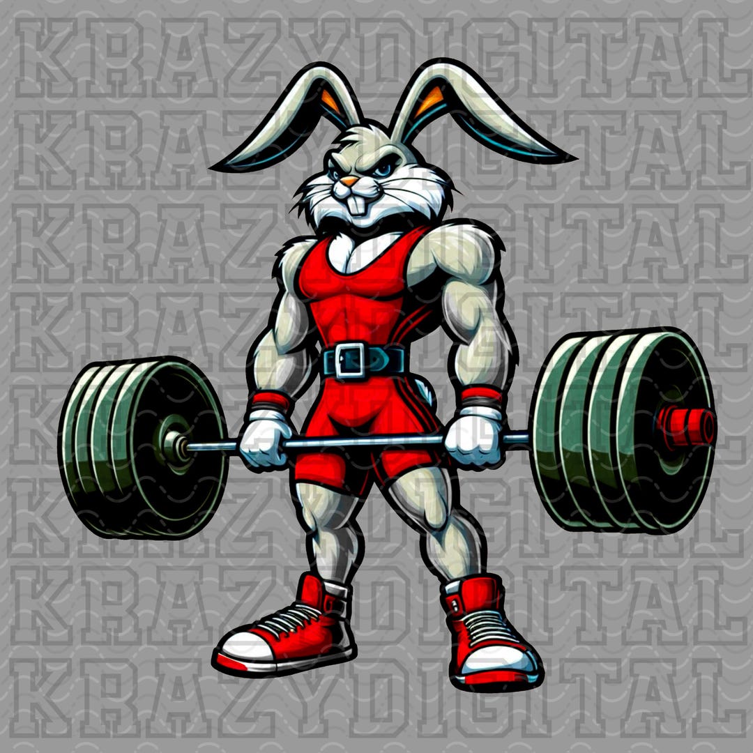 Jackrabbit Red Powerlifting PNG, Dunking Rabbit Fun Design, Red Strong Jackrabbit Sport File ...