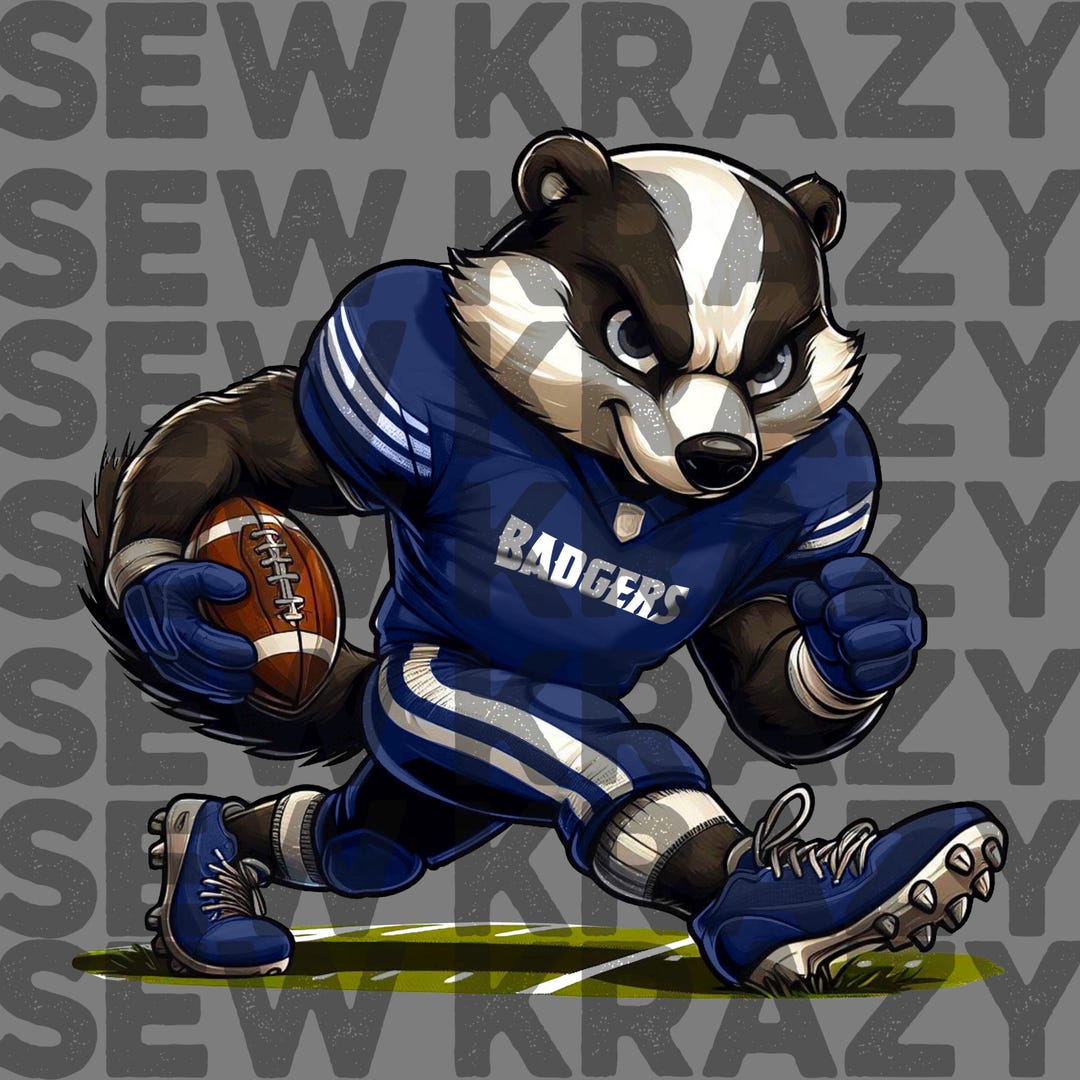 Badgers Navy Mascot Football PNG, Badgers Blue Digital File, Playoff ...