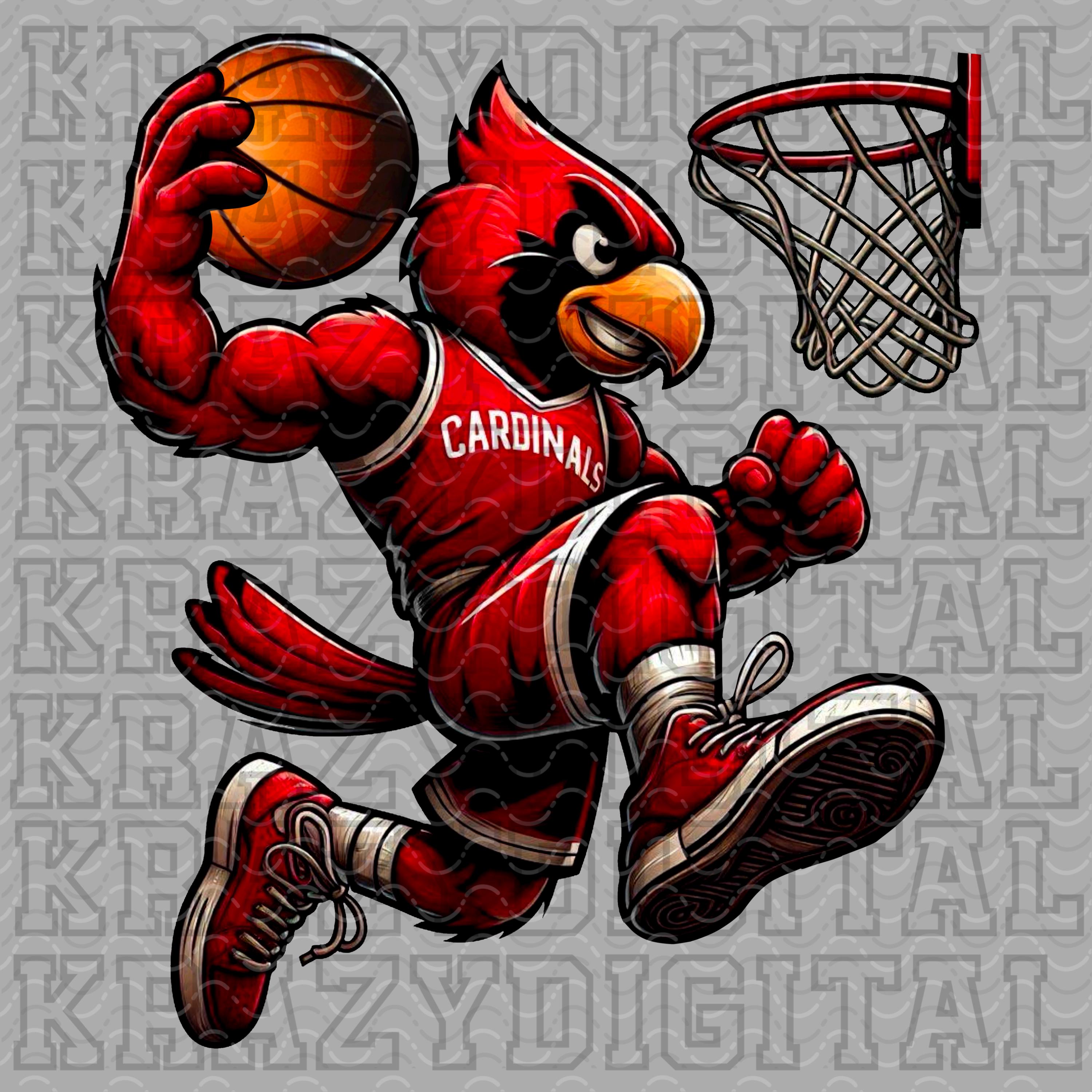 Red Cardinal Basketball Mascot PNG, Red Cardinal School Mascot, Red ...