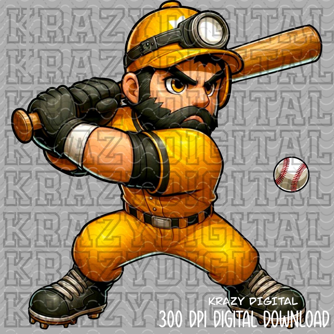 Yellow Miner Baseball PNG, Digger Baseball Design, Driller Batting ...