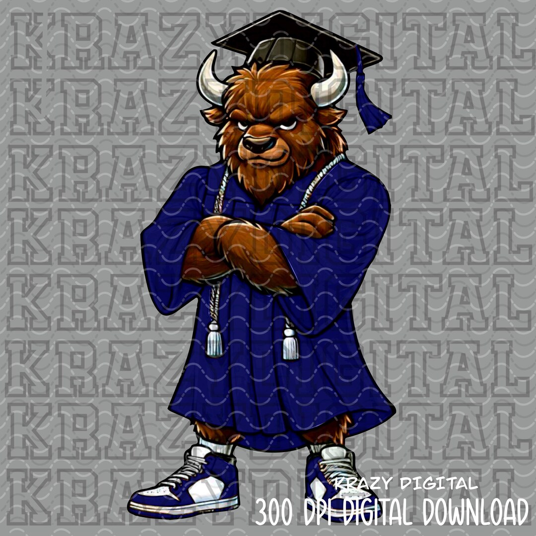 Navy Buffalo Graduation PNG, Blue Bison Senior 2025, Kindergarten ...
