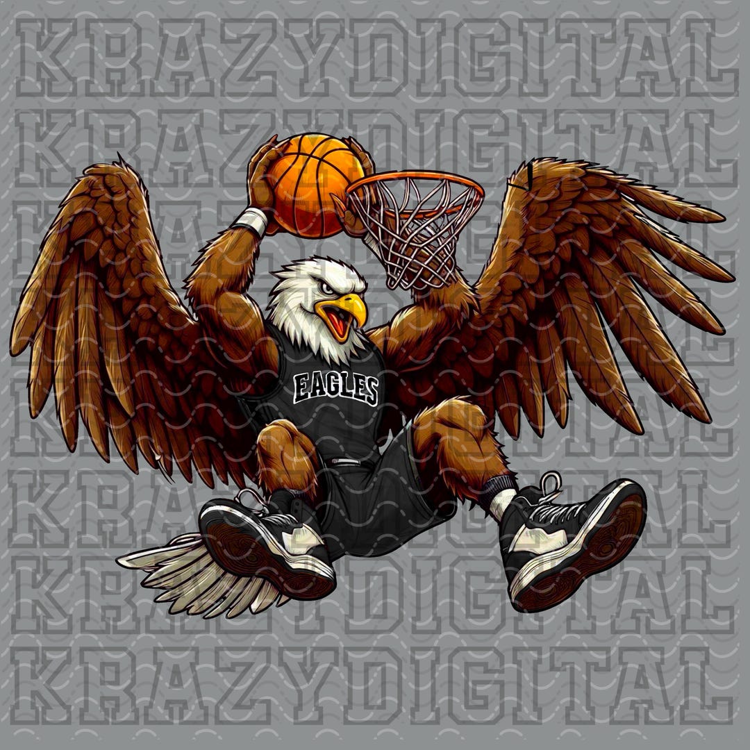 Eagles Black Basketball Mascot PNG, Eagle Boy School Design, Dunking ...