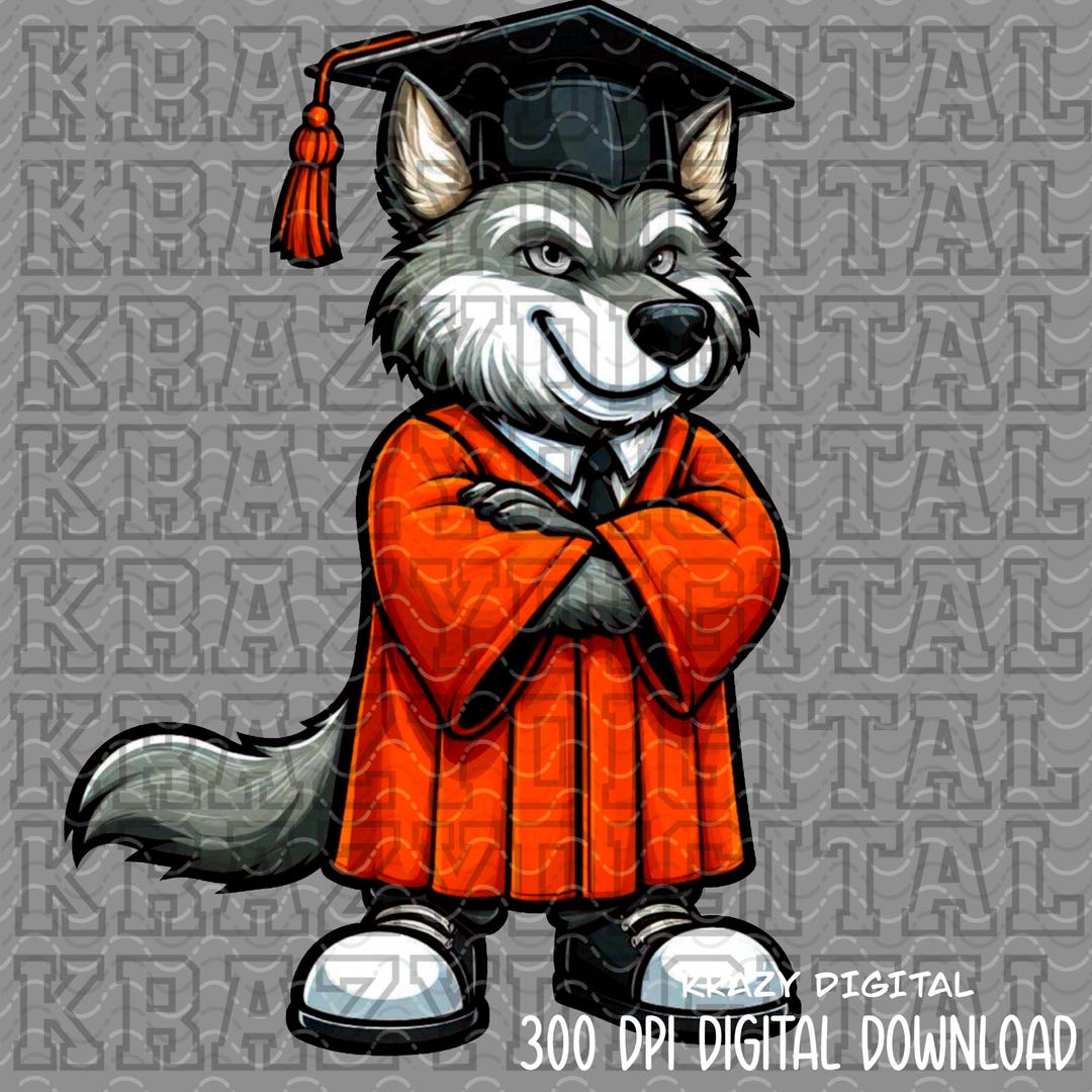 Wolf Orange Mascot Graduation PNG, Husky Boy Senior Mascot, Lobo ...