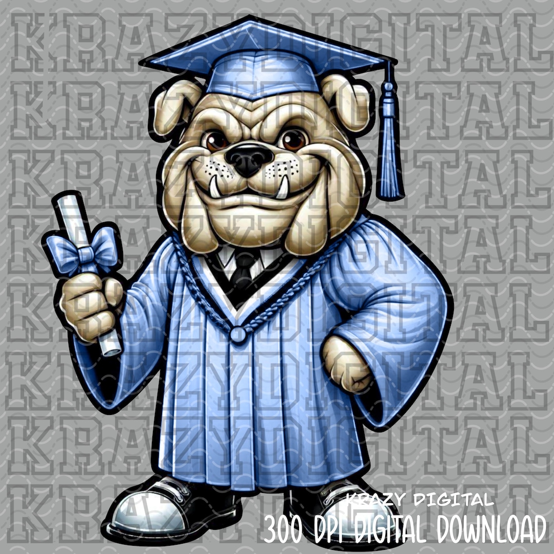 Bulldog Mascot Graduation PNG, Light Blue Bulldog Mascot, Columbia Blue ...