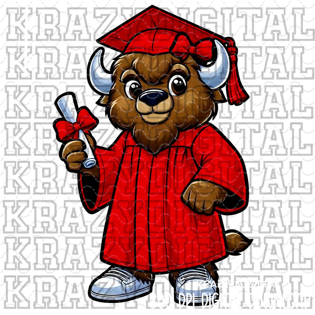 Buffalo Graduation Girl PNG, Red Bison Senior 2026, Kindergarten ...