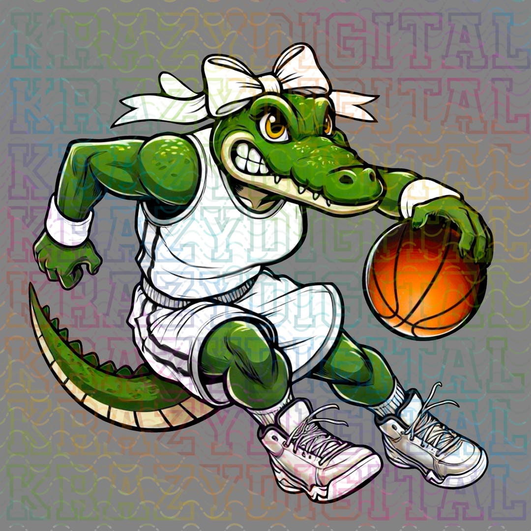 Lady Gator Basketball PNG, White Gator Girl Design, Crocodile School ...