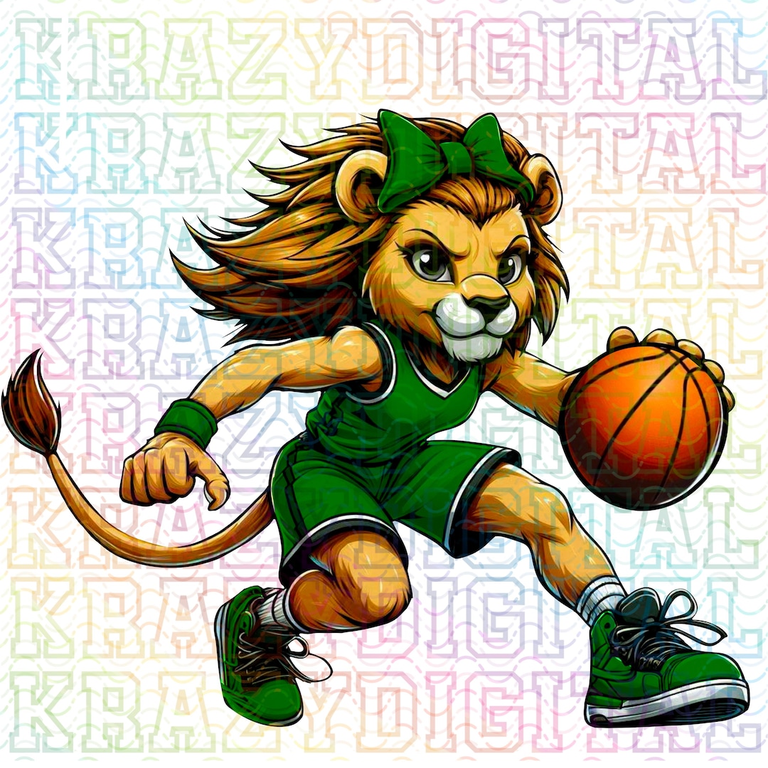 Lions Basketball Green Mascot PNG, Green Lady Lions School Mascot, Girl ...