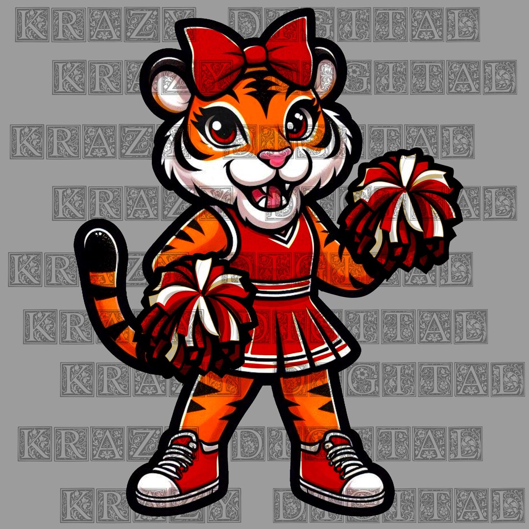 Lady Tiger Red Cheer Mascot PNG, Tigers Red Mascot, Tiger Red Cheer ...