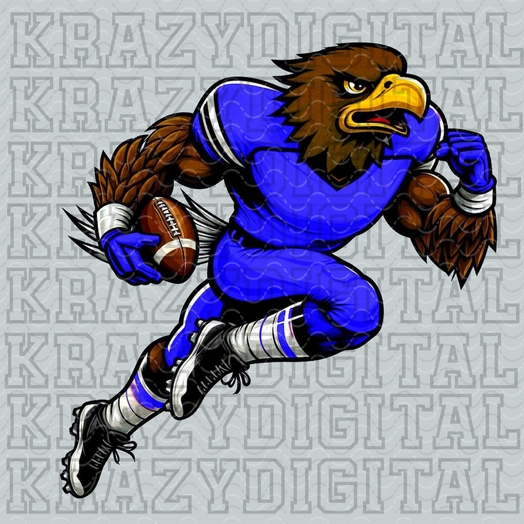 Blue Hawk Football School Mascot, Hawk Football Mascot PNG, Hawk ...