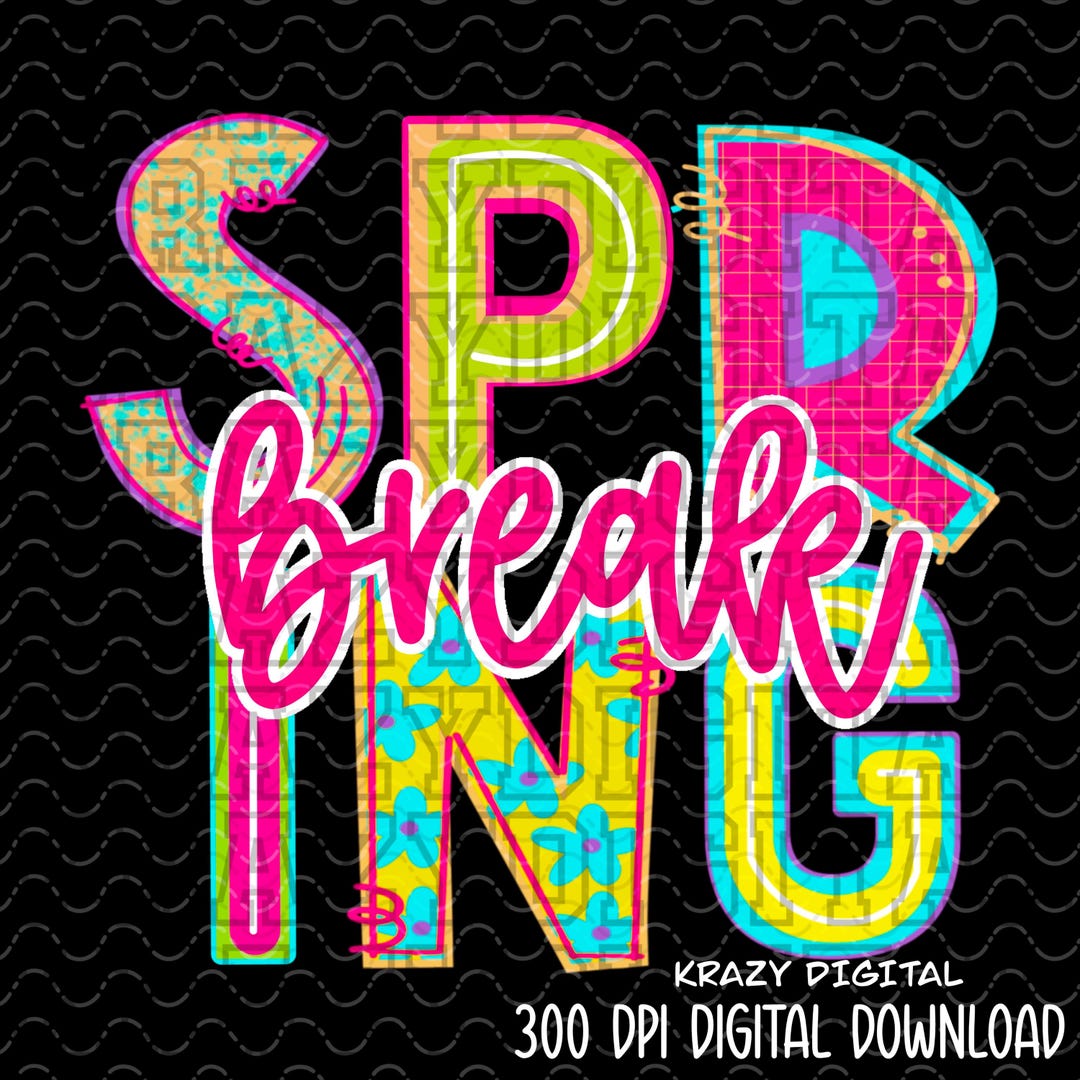Neon Spring Break Sketch Font PNG, Doodle Font Spring Break Shirt ...