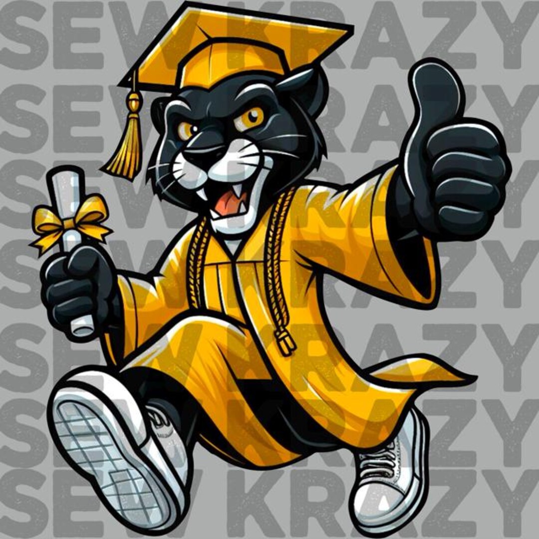 Panther Yellow Mascot Graduation PNG, Panther Senior Mascot, Panther ...