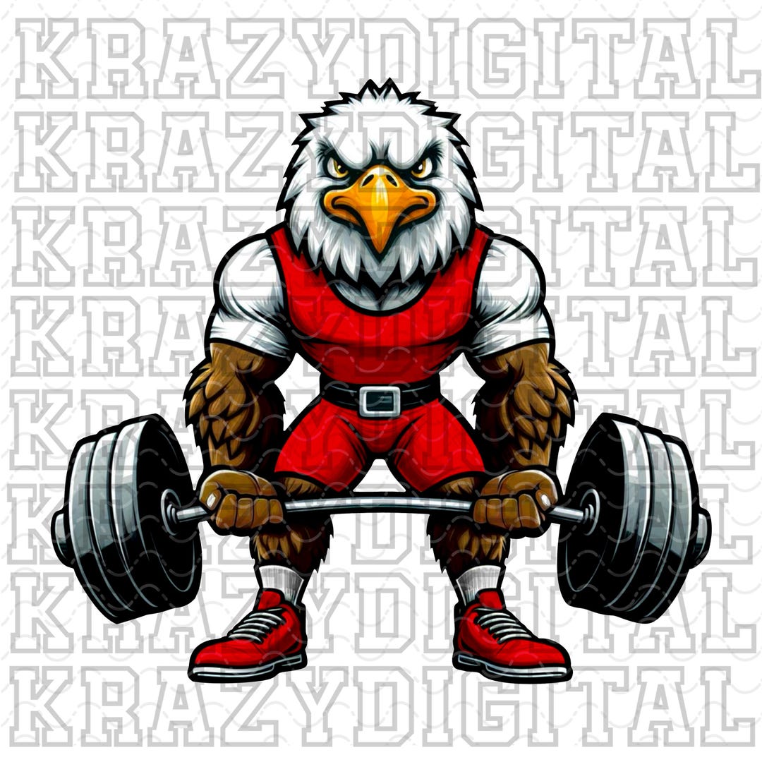 Eagles Red Powerlifting Mascot PNG, Eagle Boy Mascot, Red School Spirit ...