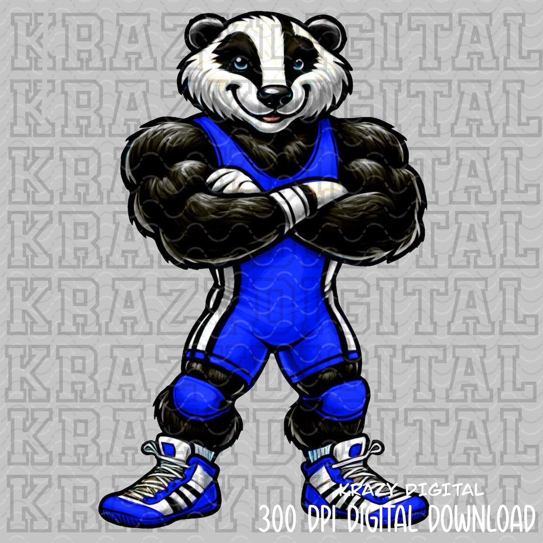 Badgers Royal Blue Mascot Wrestler PNG, Badgers Blue Digital File ...