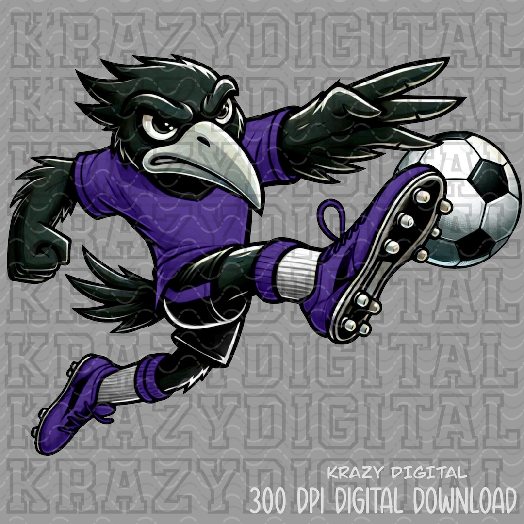 Purple Raven Soccer Mascot PNG, Raven Mascot Digital File, Purple Raven ...