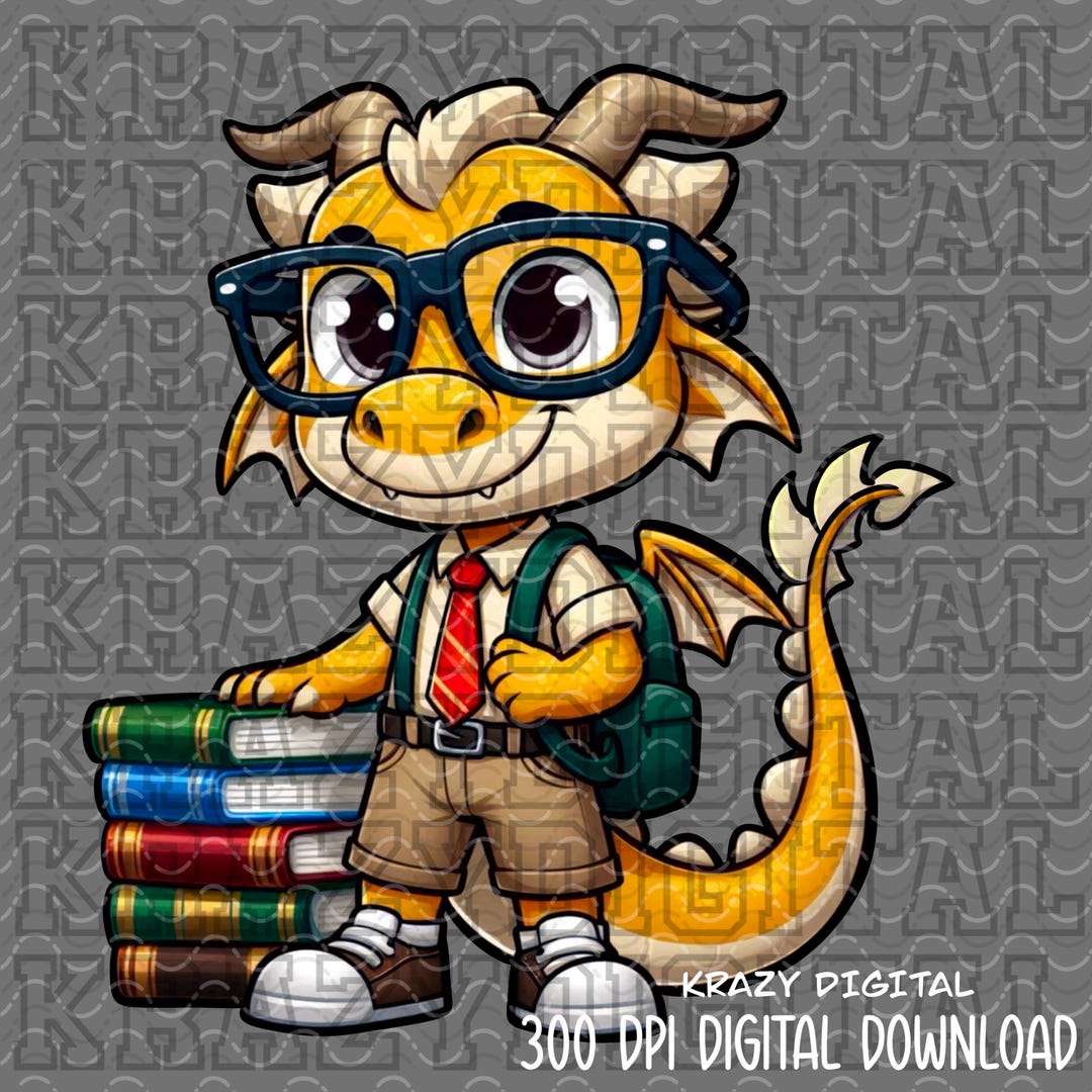 Dragon Back to School Scholastics PNG, Yellow Dragon Academics Mascot ...