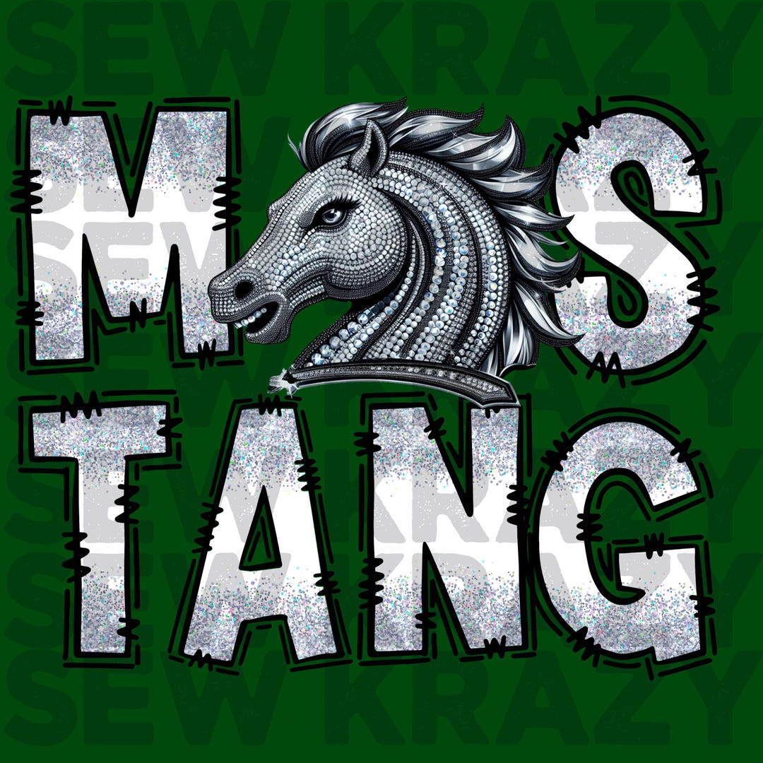 Mustang Rhinestone Mascot PNG, Faux Rhinestone Mustang Mascot, Girly ...