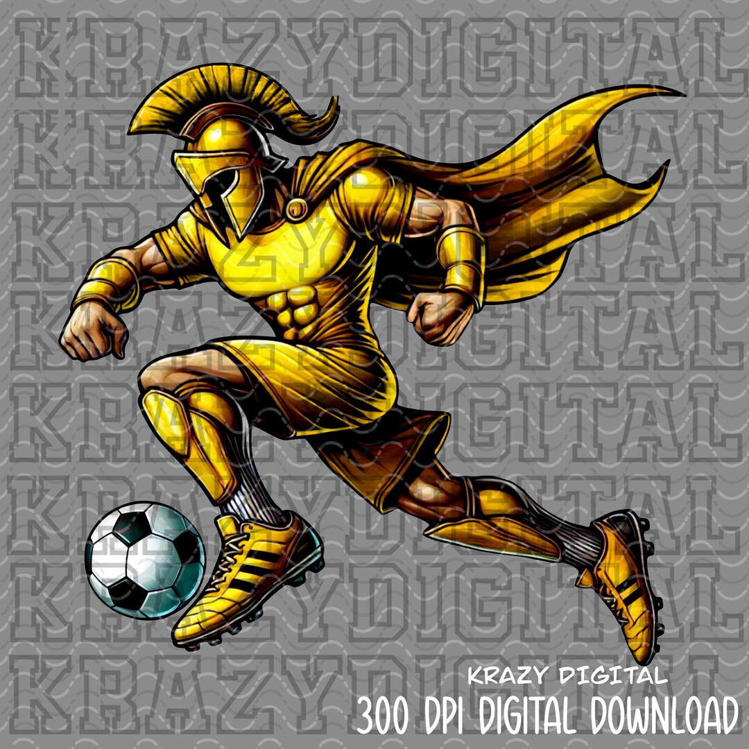 Trojan Yellow Soccer Mascot PNG, Warrior Mascot PNG, Gladiator Yellow ...
