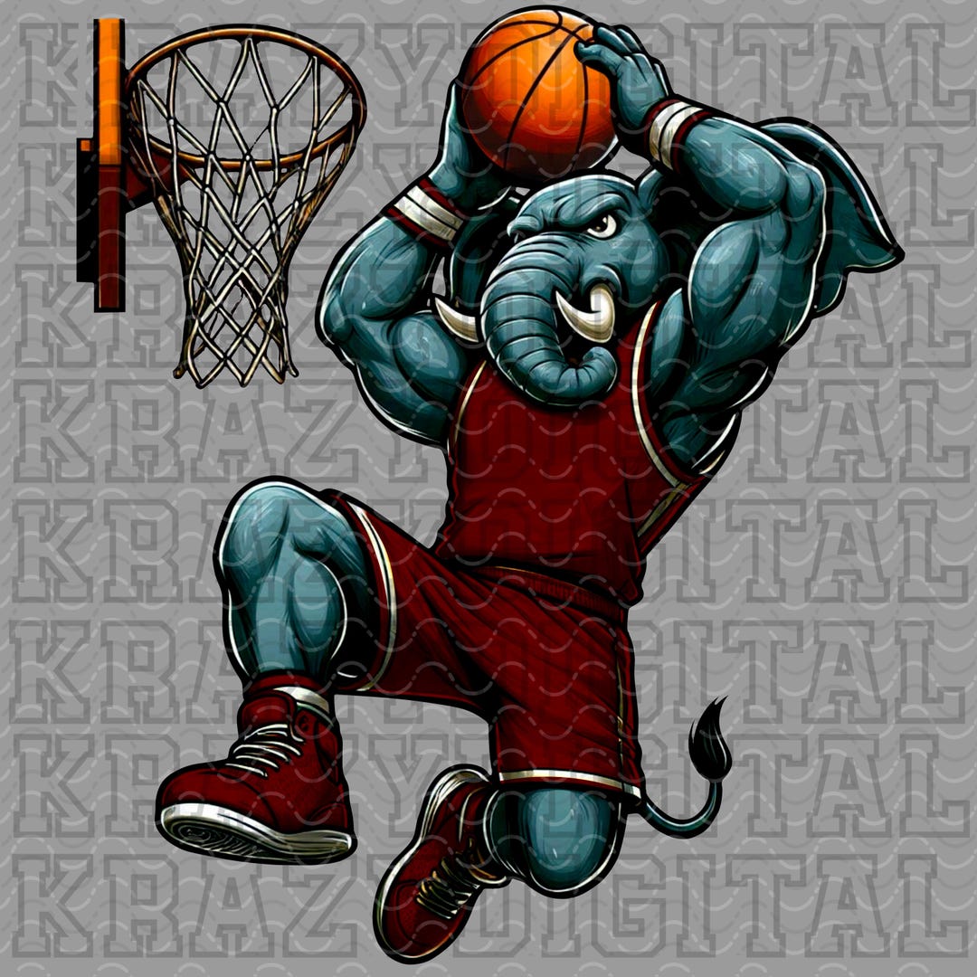 Maroon Elephant Basketball PNG, Dunking School Mascot, Maroon School ...