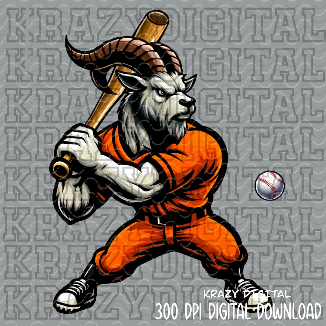Goat Mascot Baseball PNG, Baseball Sports Design,orange MVP All ...