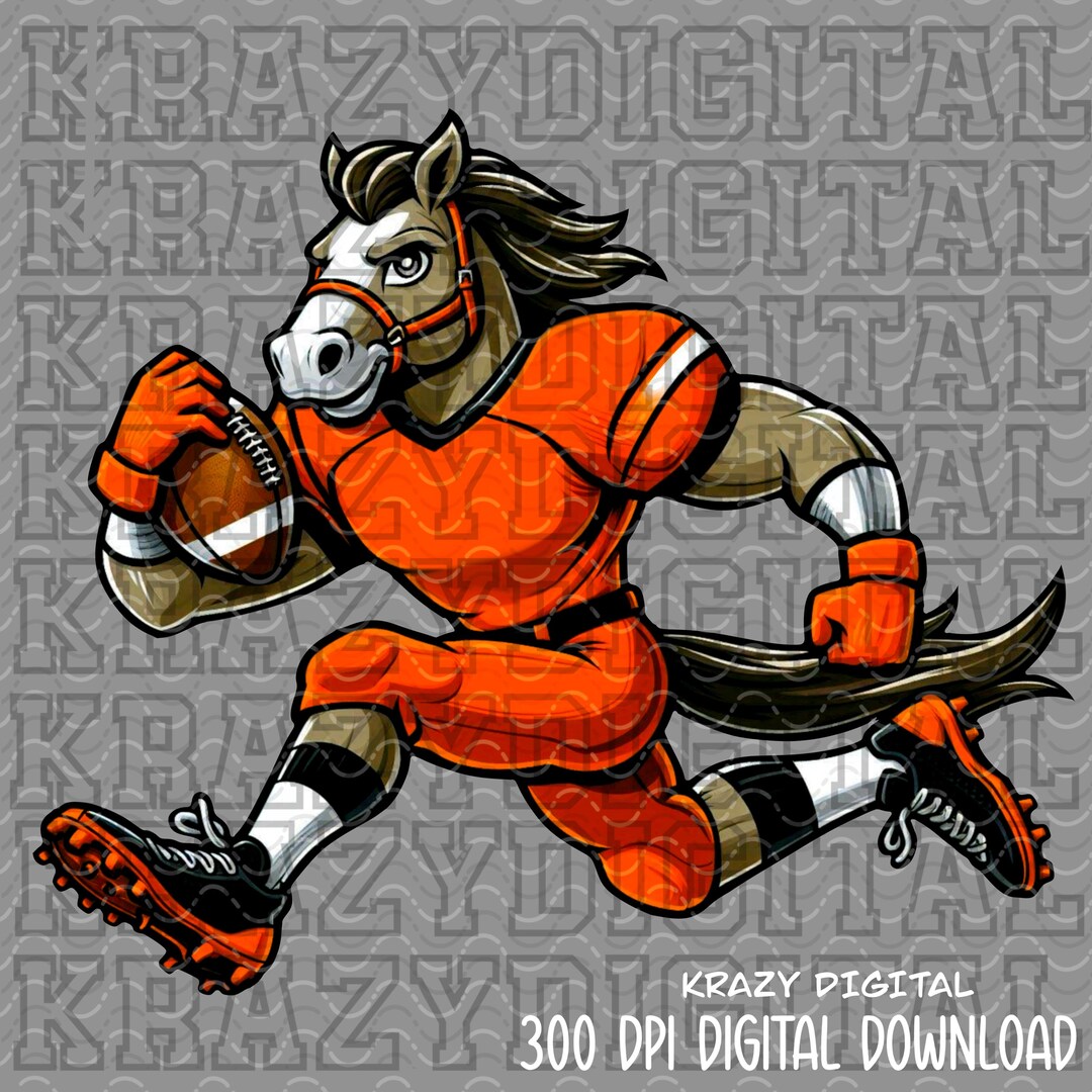 Mustang Football PNG, Orange Bronco Boy Spirit Designs, Warhorse ...
