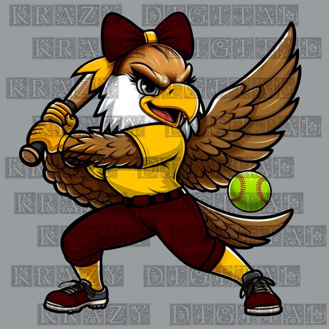 Lady Falcon Softball Maroon Yellow Gold Mascot PNG, Maroon Falcon ...