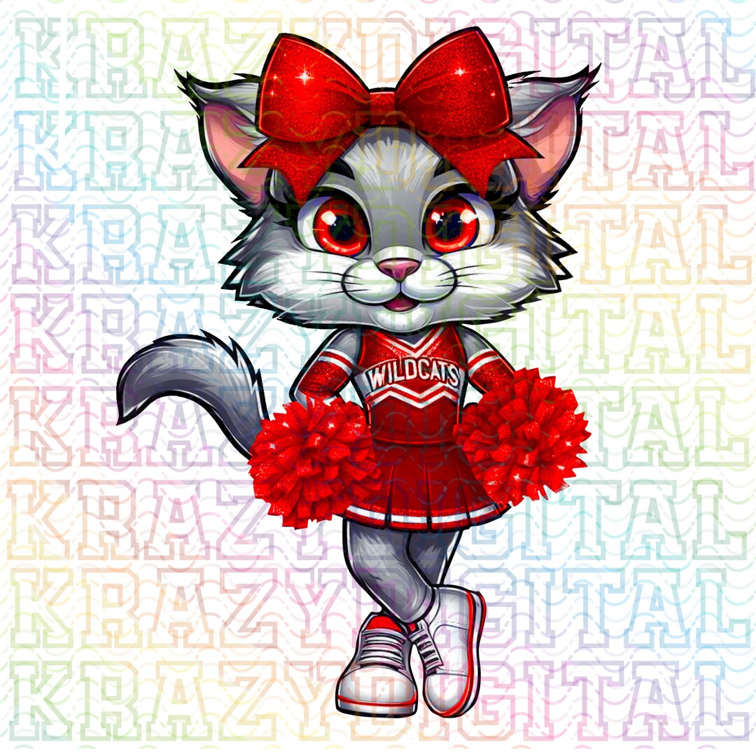 Wildcat Cheer Red PNG, Red Cheer Mom Wildcat PNG, Red Dance Mascot ...