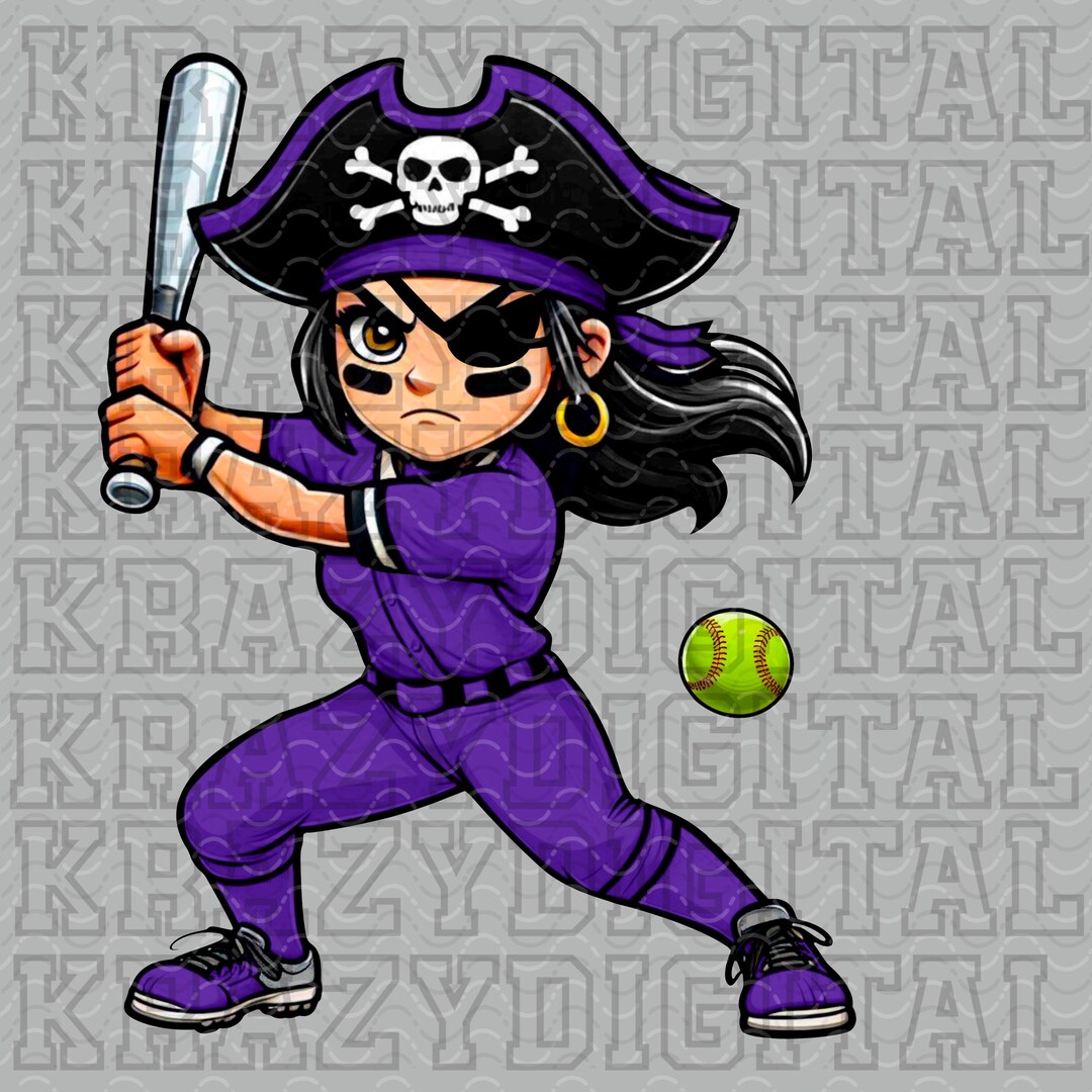 Lady Pirate Mascot Softball PNG, Purple Pirate Digital File, Pirate ...