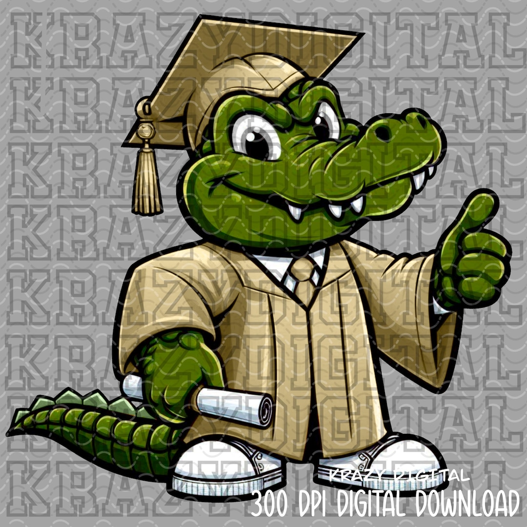 Gold Gator Mascot Graduation PNG, Gator Mascot Graduation Digital ...