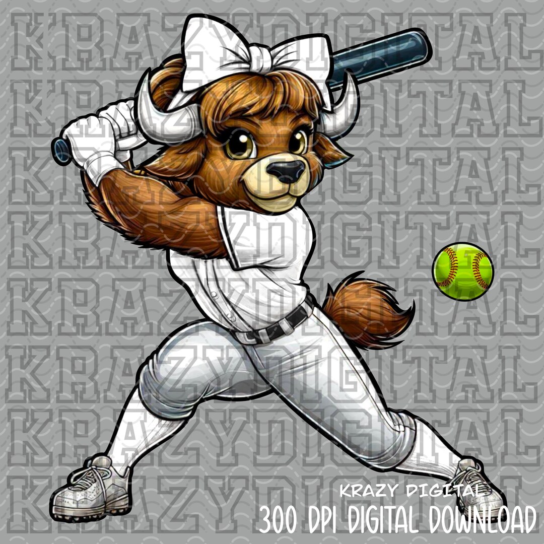 Lady Buffalo Softball PNG, White Zoo Animal Softball Design, Bison ...