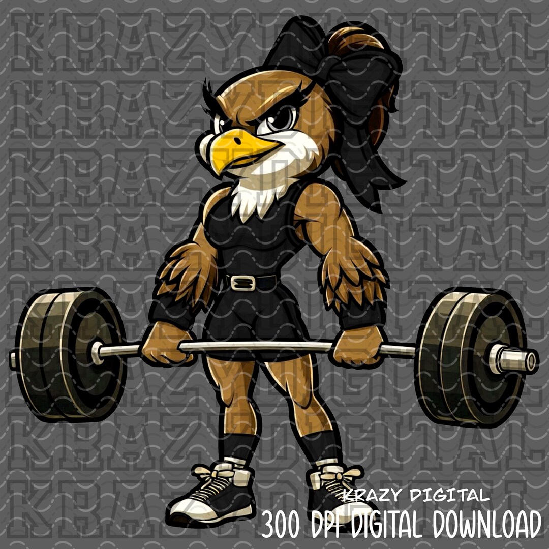 Black Falcon Powerlifting Mascot PNG, Brown Bird Girl Weightlifting ...