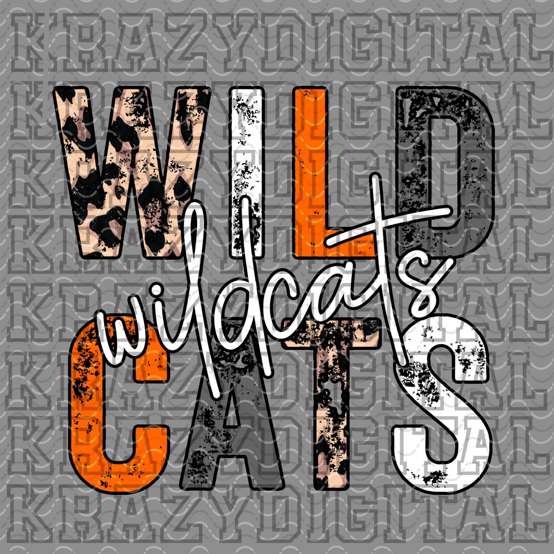 Wildcats Png, Orange White Colored Leopard Pattern Distressed, Retro ...