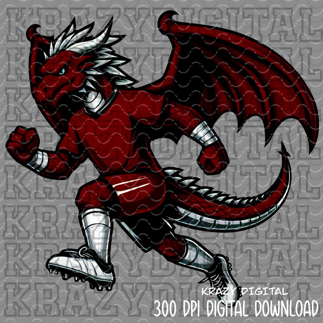 Maroon Dragon Soccer Mascot PNG, Maroon Dragon School Spirit, Dragon ...