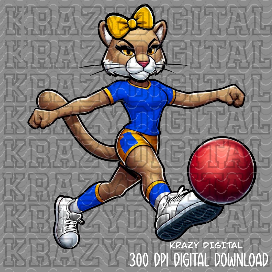 Cougar Kickball Mascot PNG, Blue Bobcat Kickball Mascot, Boy Kickball ...