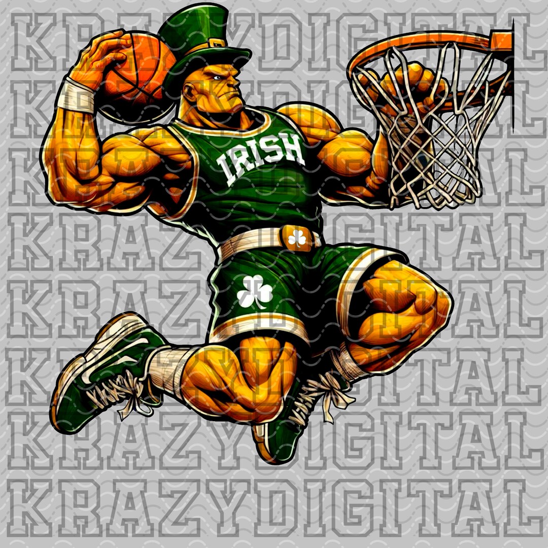 Irish Green Basketball Mascot PNG, Strong Basketball Mascot, Dunking ...