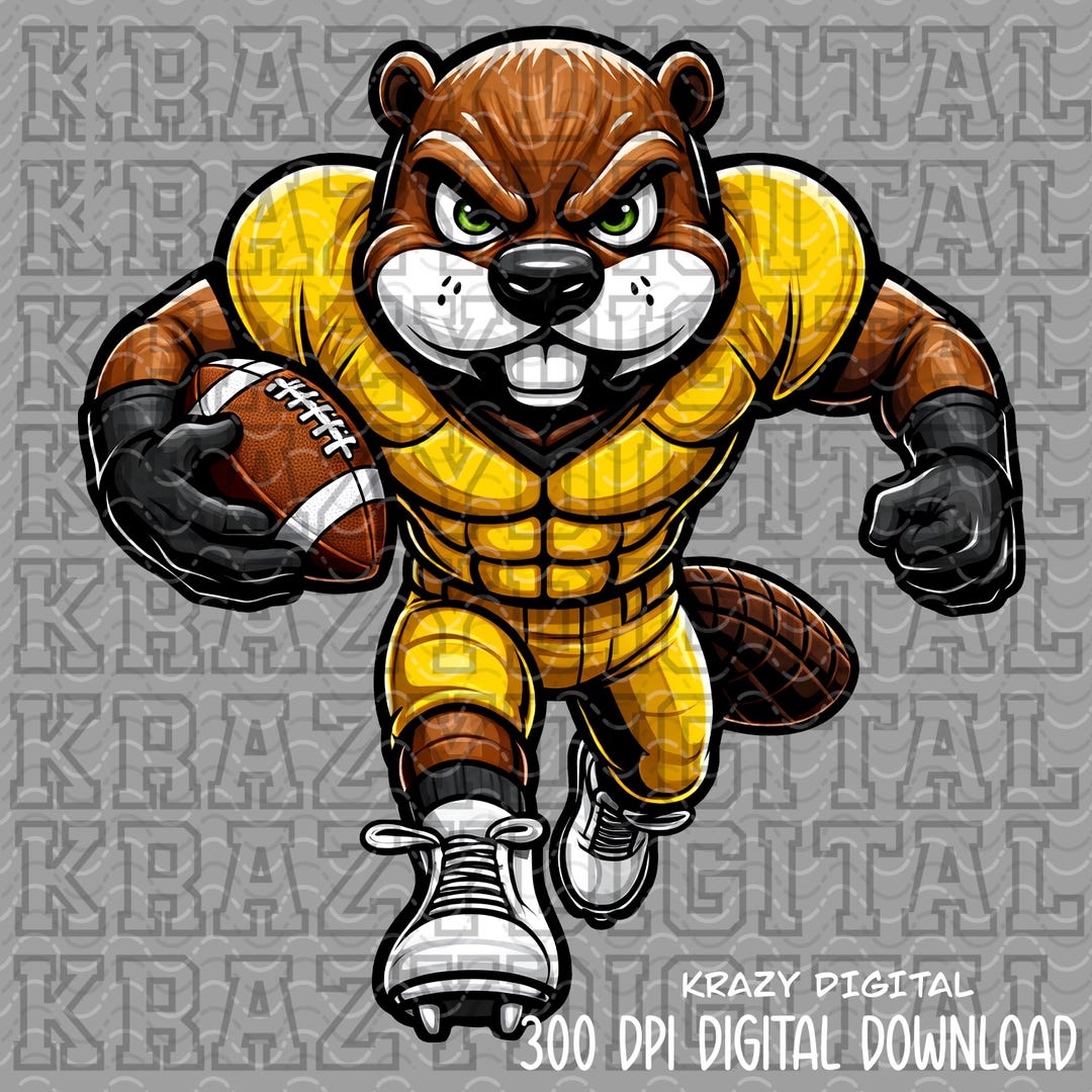 Beaver Football PNG, Yellow Running Beaver Sport Design, Youth Sports ...