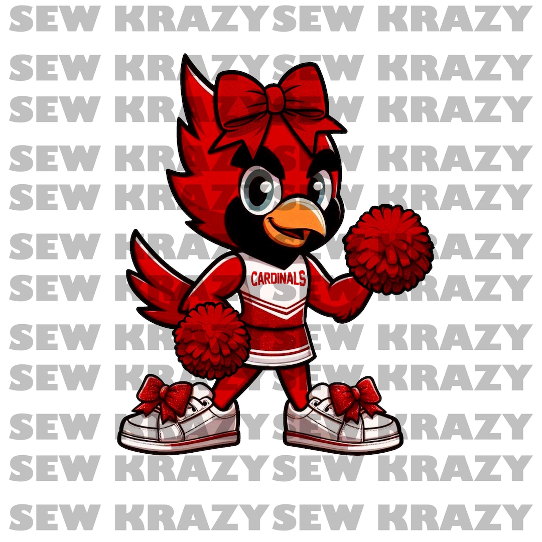 Red and White Cardinal Cheer Mascot PNG, Red Cardinal Sassy Mascot, Red ...