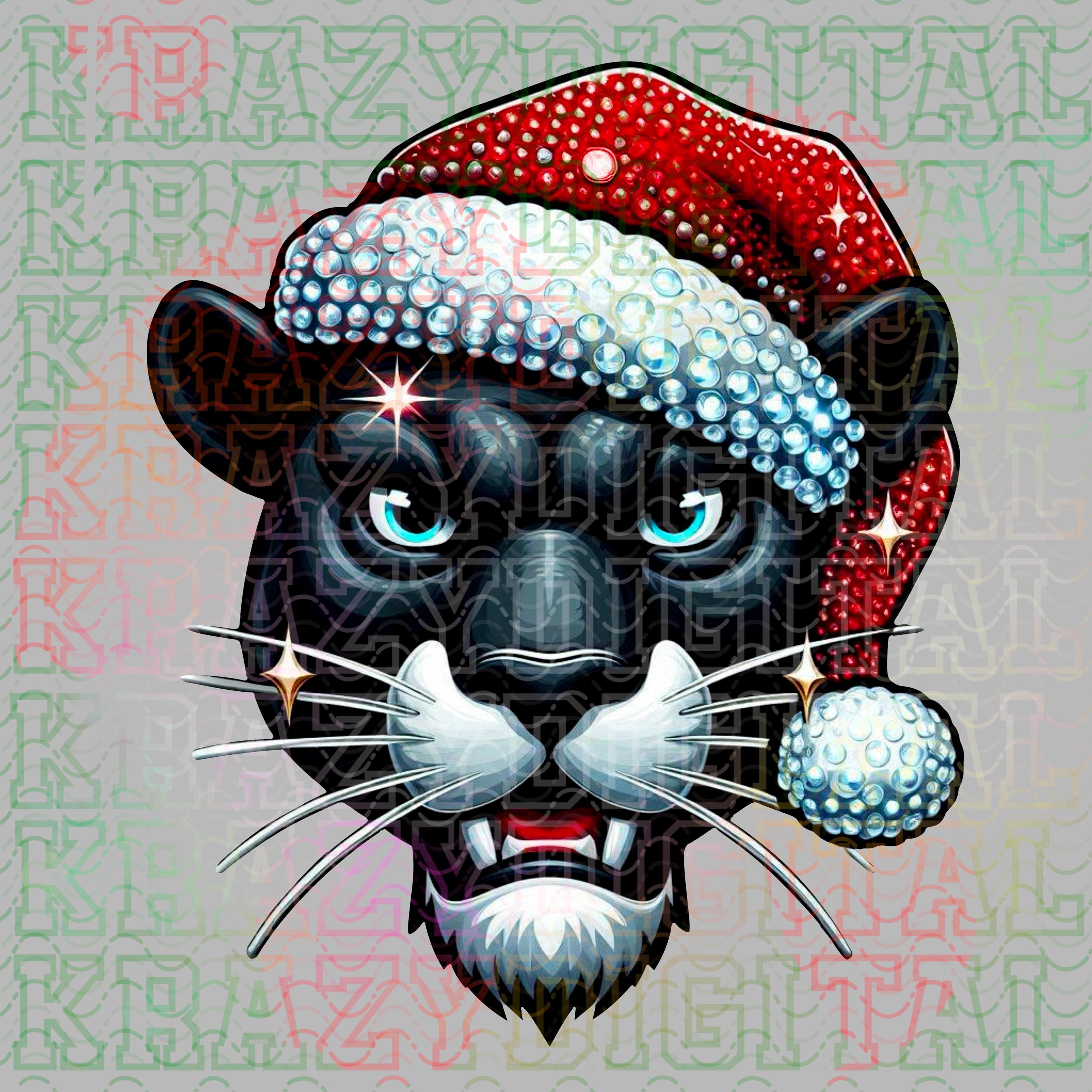 Panthers Christmas Rhinestone PNG, Panthers Mascot Holiday PNG ...