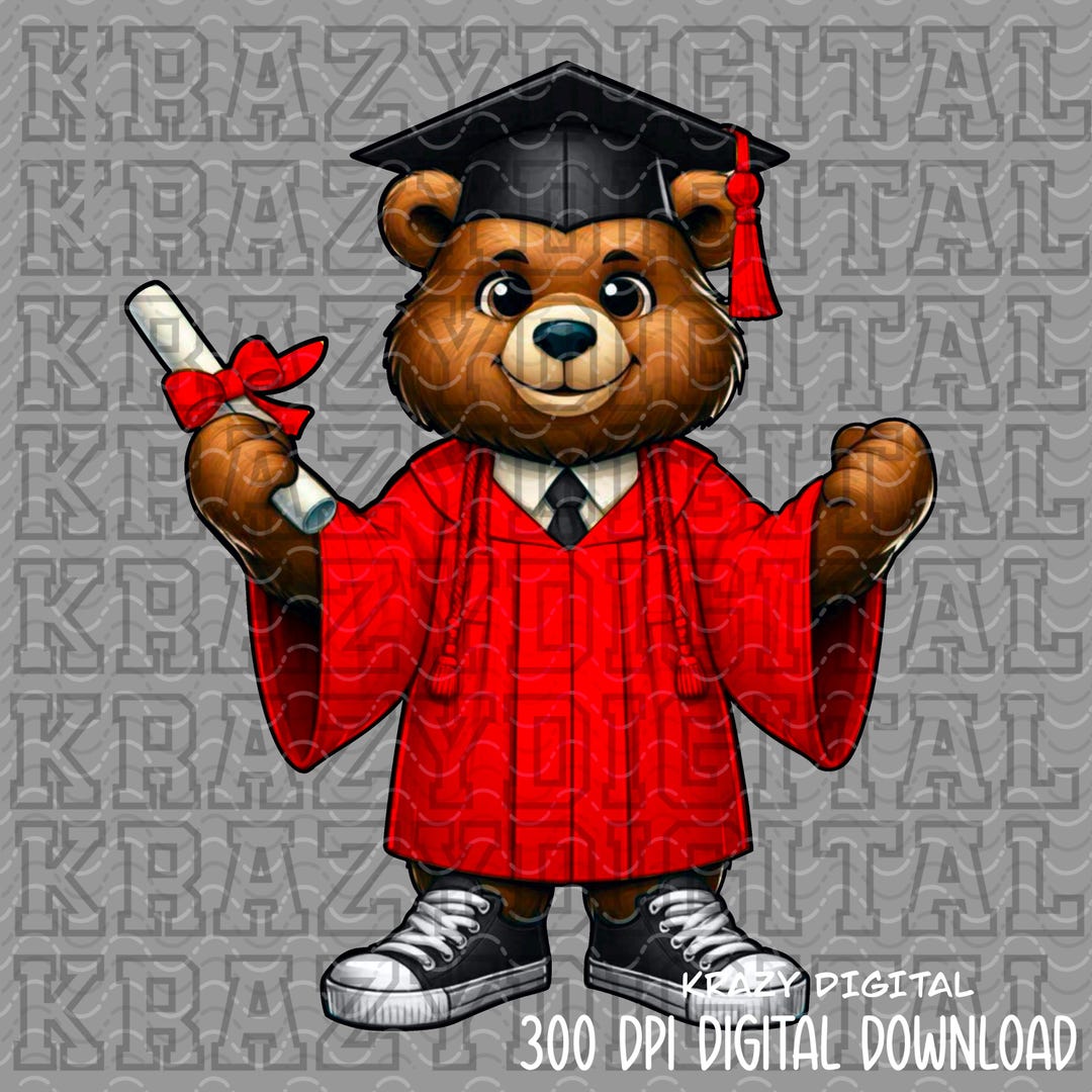 Red Bears Graduate PNG, Green Bears Senior 2025 Digital Design, Red Boy ...