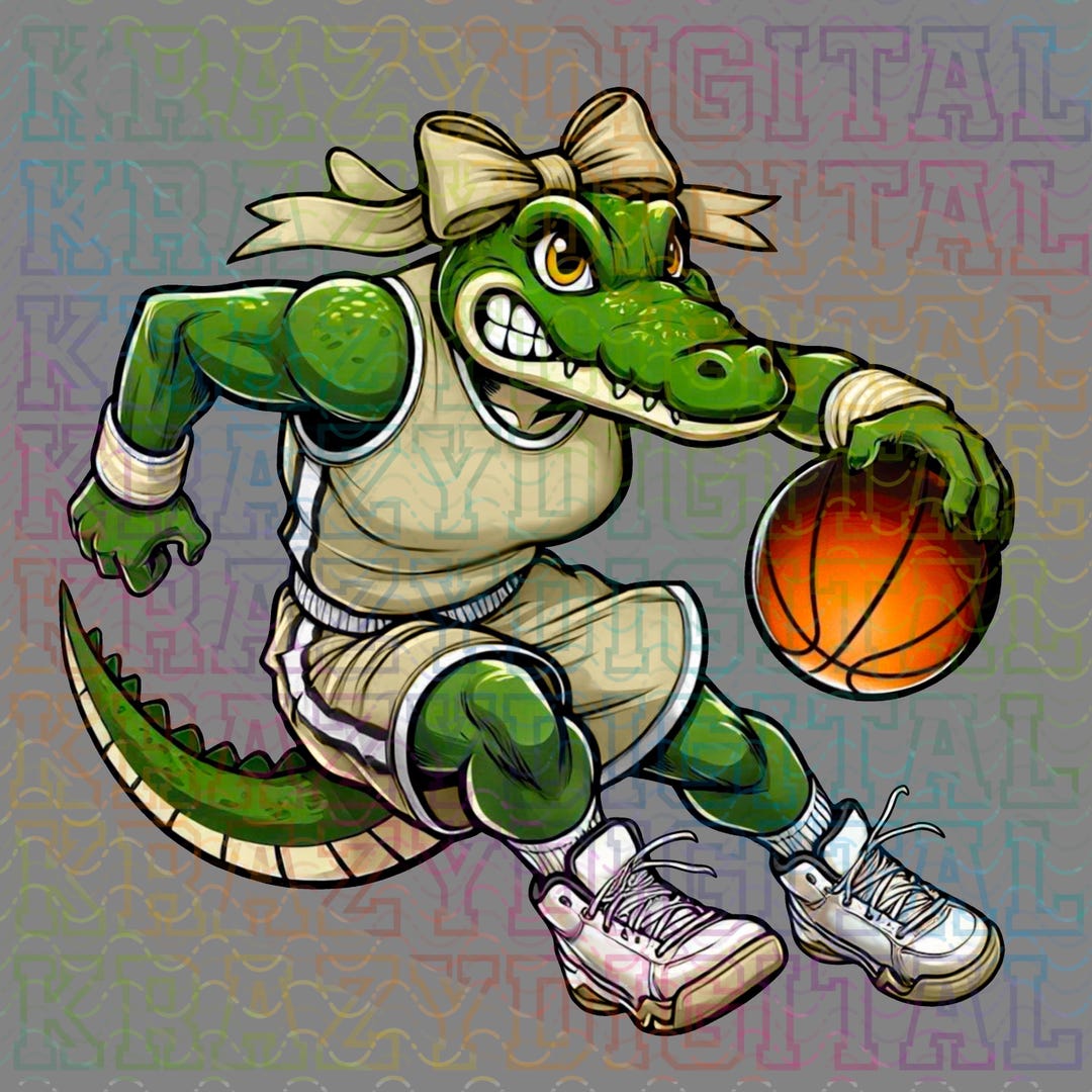 Lady Gator Basketball PNG, Gold Gator Girl Design, Red Crocodile School ...