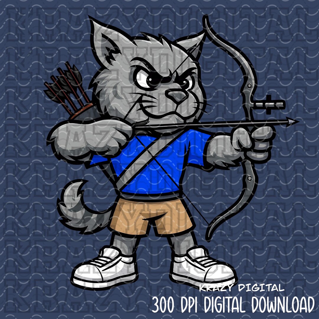 Wildcat Archery Mascot PNG, Wild Cat School Mascot Digital Download ...