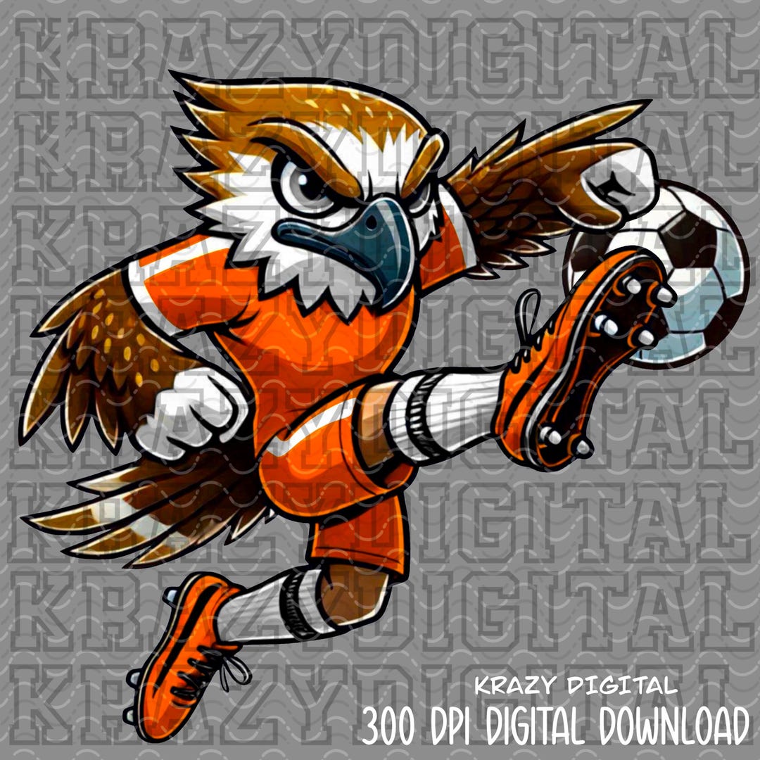 Hawk Soccer Mascot Orange PNG, Hawk School Mascot PNG, Falcon Soccer ...