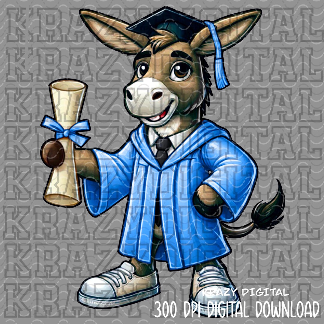 Light Blue Donkey Graduation PNG, Burro Senior Design, Blue Donkey ...