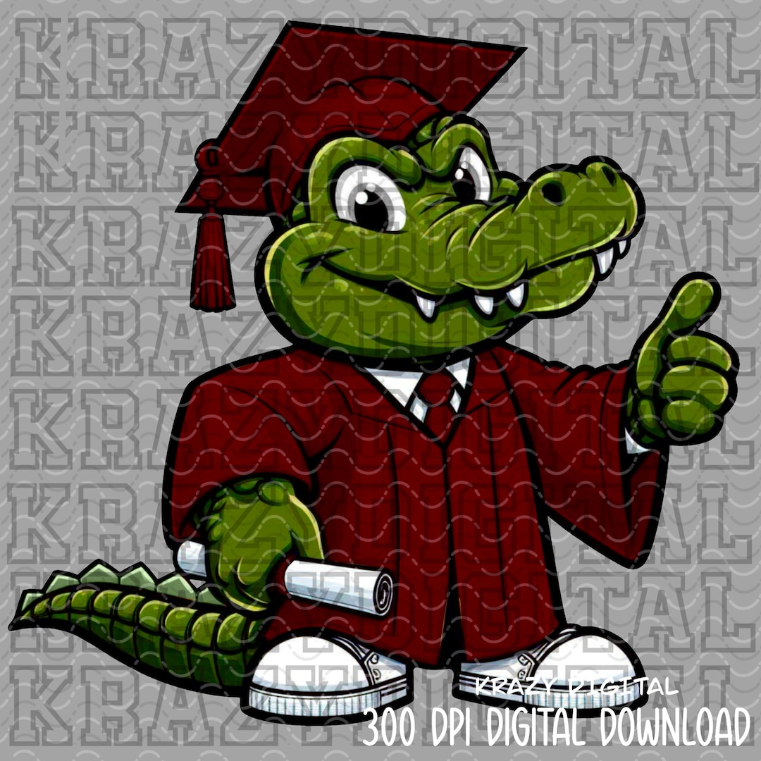 Maroon Gator Mascot Graduation PNG, Gator Mascot Graduation Digital ...