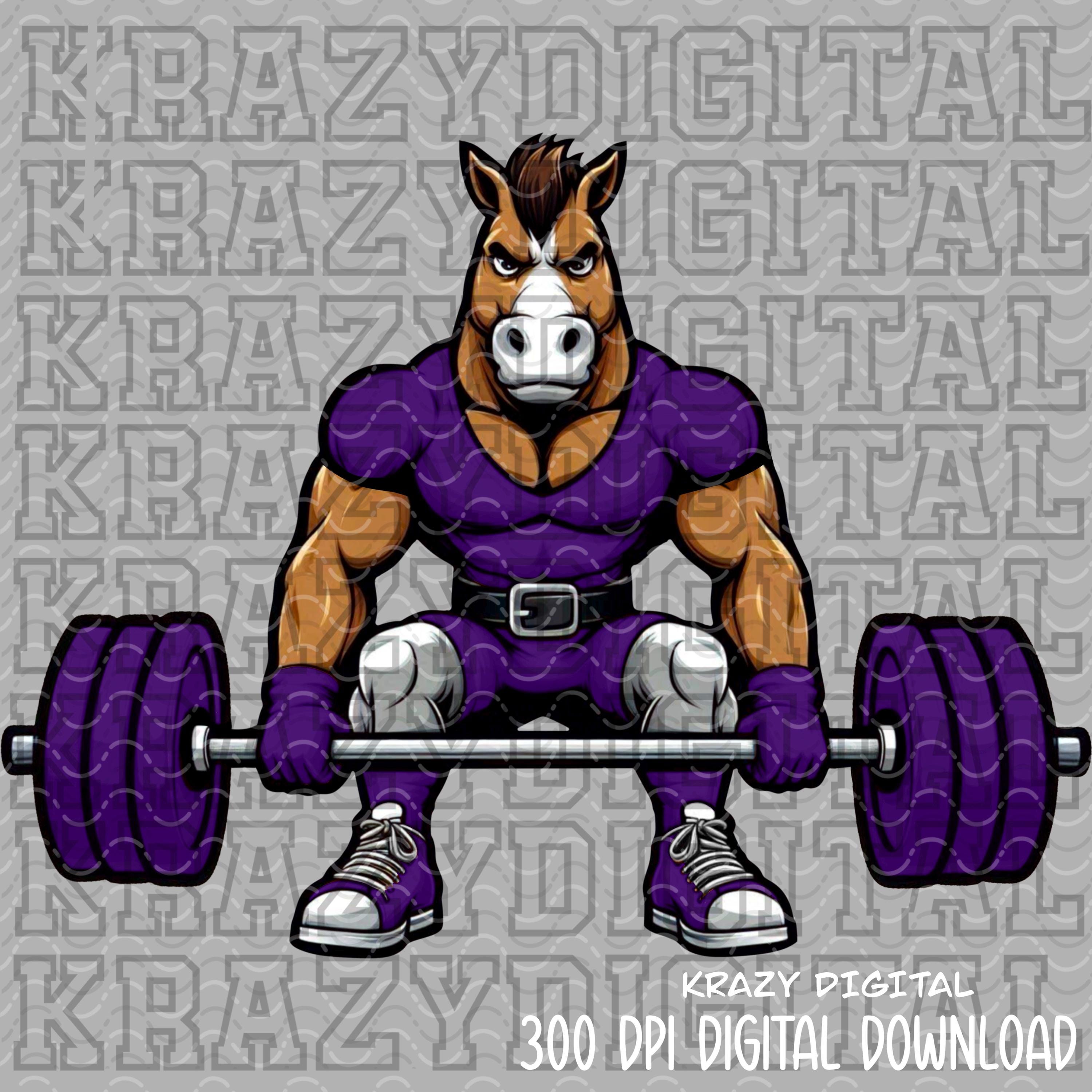 Mustang Powerlifting PNG, Purple Bronco Boy Spirit Designs, Warhorse ...