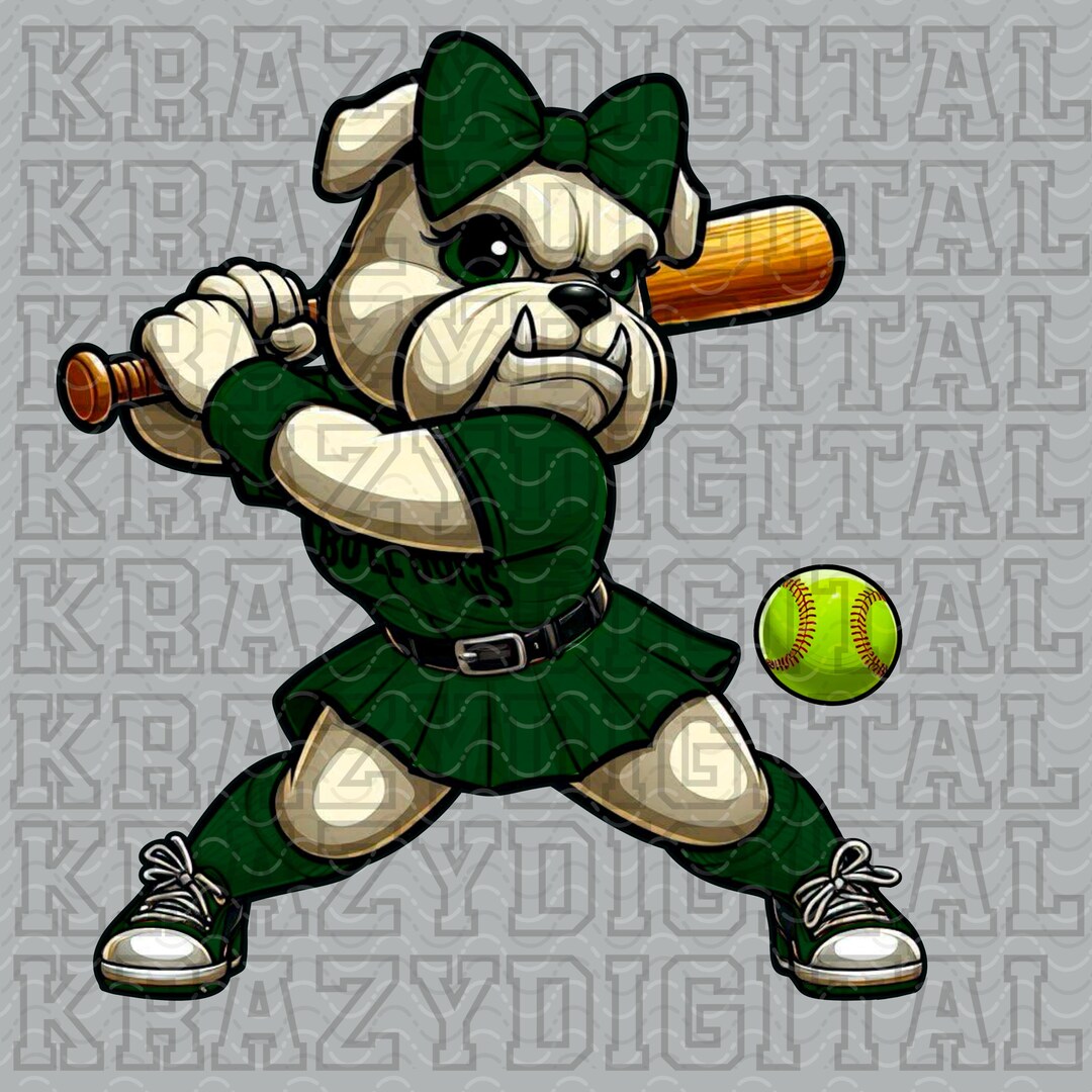 Bulldog Green Mascot Softball PNG, Green Bulldog Softball Mascot ...