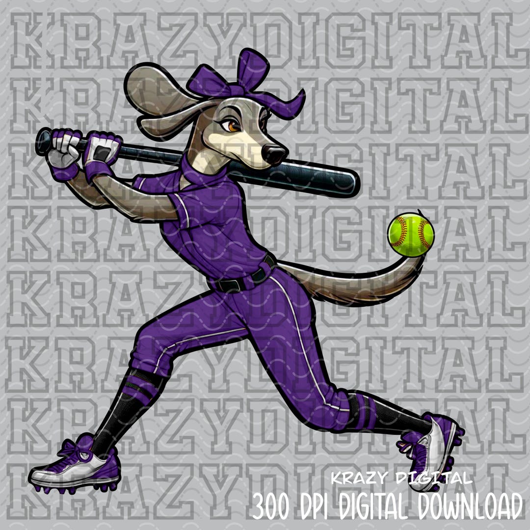 Purple Greyhound Softball Mascot PNG, Cartoon Greyhound Mascot ...