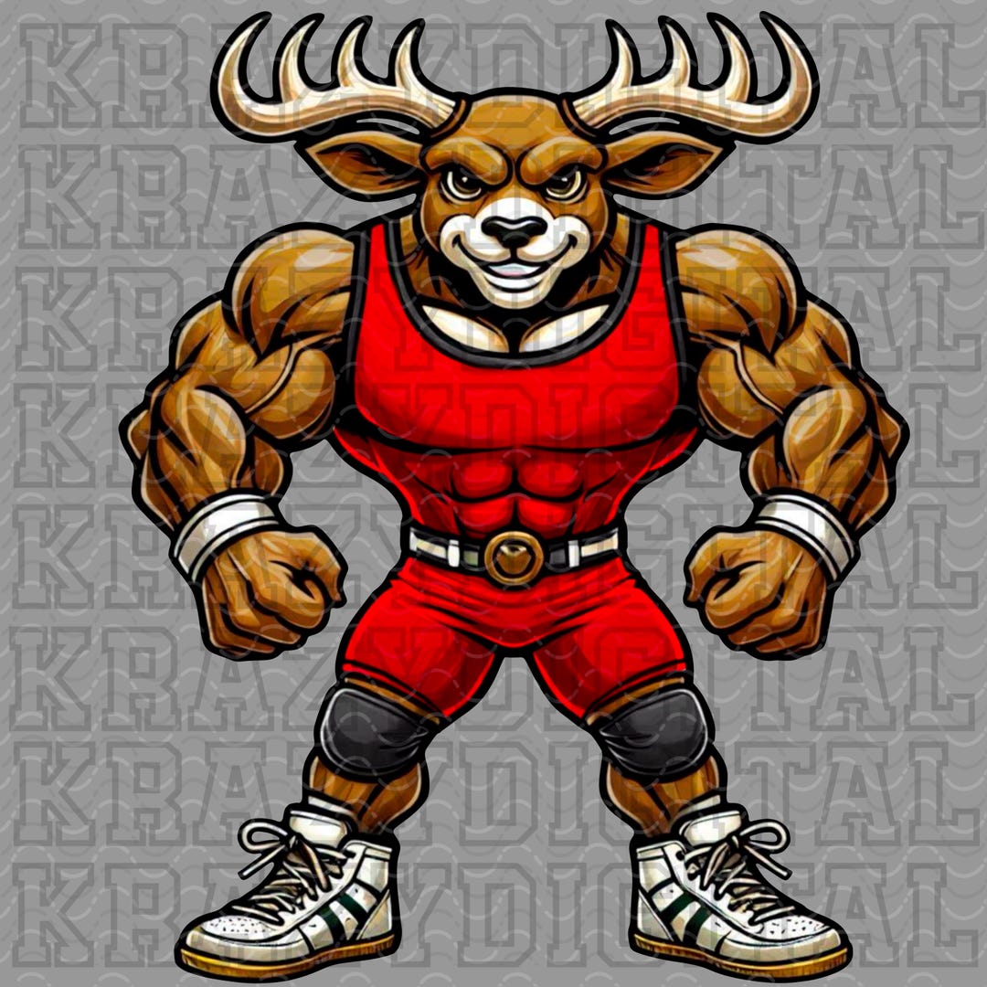 Bucks Red Mascot Wrestling PNG, Deer Sport Design, Boy Wrestler Mascot ...